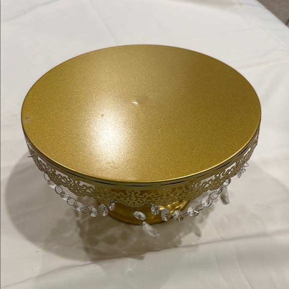 Party Supplies | Gold Cake Stand With Crystal Accents 12 Inches Top 16 ...